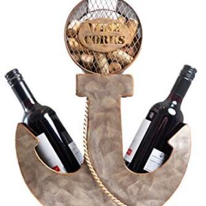 Anchor Shaped Wine Rack with Wine Cork Holder