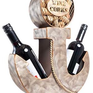 Anchor Shaped Wine Rack with Wine Cork Holder