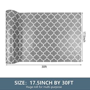 Ganan Grey Shelf Liner 12inch by 30ft Plus 17.5inch by 30ft (2 roll)