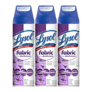 lysol fabric disinfectant spray, sanitizing and antibacterial spray, for disinfecting and deodorizing soft furnishings, lavender fields 15 fl. oz (pack of 3)