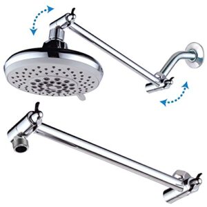 Hotel Spa 11" Solid Brass Adjustable Shower Extension Arm with Lock Joints. Lower or Raise Any Rain or Handheld Showerhead to Your Height & Angle / 2-Foot Range/Connection, Chrome Finish