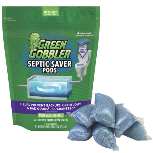 Green Gobbler SEPTIC SAVER Treatment Pods with Bacteria For Healthy Septic System, 6 Month Supply, 1.30 oz (Package May Vary)