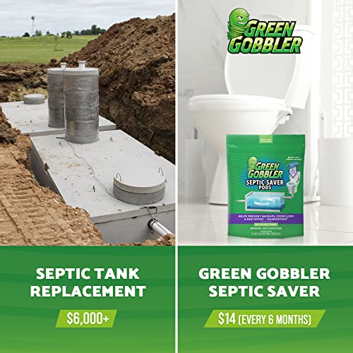 Green Gobbler SEPTIC SAVER Treatment Pods with Bacteria For Healthy Septic System, 6 Month Supply, 1.30 oz (Package May Vary)