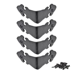 4 pack 1.75 inch metal corner protector – black – furniture corner hardware corner bracket metal embellishments for wood decorative metal trim the iberian series by borderland rustic hardware