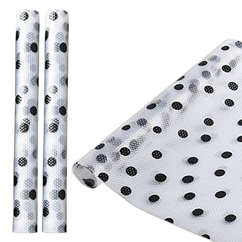 3 Rolls Shelf Liner for Cabinets and Drawer, Non Slip Refrigerator Liners, Non-Adhesive Waterproof Oil-Proof Eva Placemats, Can Be Cut Storage Shelf Mats for Desk, Dresser and Cupboard (Polka Dots )