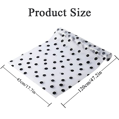 3 Rolls Shelf Liner for Cabinets and Drawer, Non Slip Refrigerator Liners, Non-Adhesive Waterproof Oil-Proof Eva Placemats, Can Be Cut Storage Shelf Mats for Desk, Dresser and Cupboard (Polka Dots )