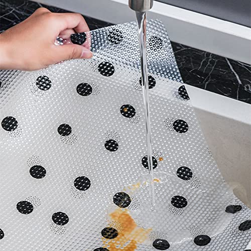 3 Rolls Shelf Liner for Cabinets and Drawer, Non Slip Refrigerator Liners, Non-Adhesive Waterproof Oil-Proof Eva Placemats, Can Be Cut Storage Shelf Mats for Desk, Dresser and Cupboard (Polka Dots )