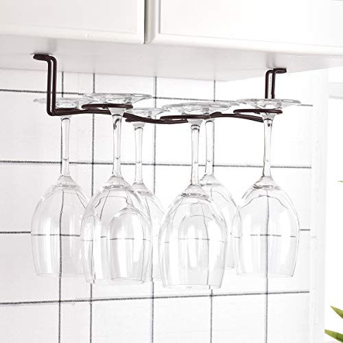 HOWDIA 2 Pack Wine Glass Rack Under Counter,Stemware Rack Under Cabinet Wine Glass Hanging for Kitchen Bar