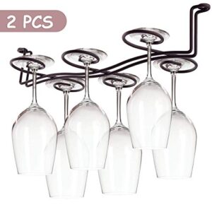 HOWDIA 2 Pack Wine Glass Rack Under Counter,Stemware Rack Under Cabinet Wine Glass Hanging for Kitchen Bar