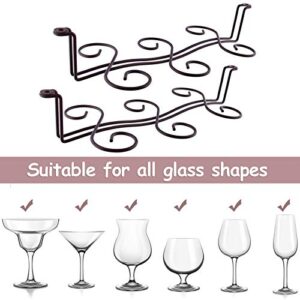 HOWDIA 2 Pack Wine Glass Rack Under Counter,Stemware Rack Under Cabinet Wine Glass Hanging for Kitchen Bar