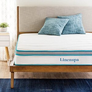 linenspa 8 inch memory foam and innerspring hybrid mattress – twin mattress – bed in a box – medium firm mattress