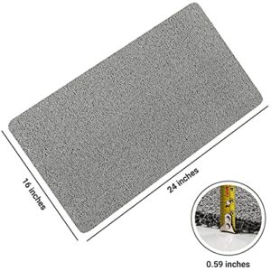 LuxStep Shower Mat Bathtub Mat,24x16 inch, Non-Slip Bath Mat with Drain, Quick Drying PVC Loofah Bathmat for Tub,Shower,Bathroom (Phthalate Free,Grey)