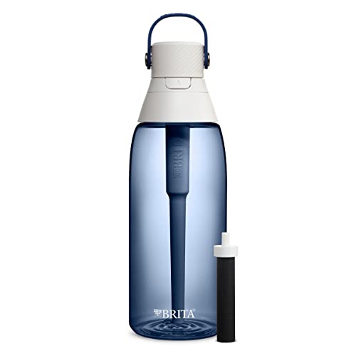 Brita Insulated Filtered Water Bottle with Straw, Reusable, BPA Free Plastic, Night Sky, 36 Ounce