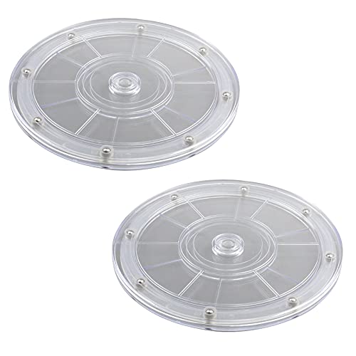 Coshar 2Pcs Lazy Susan Turntable with Acrylic 7.9" Organizers for Kitchen 200MM Food Storage Turntable Bearings Hardware for Cabinets Pantry Decorating Table Cake, Transparent