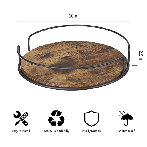 Giikin Lazy Susan Turntable Food Storage Container, 9.8 Inch Round 360 Degree Rotating Cabinet Organizer for Kitchen Pantry Fridge Countertop Snack Spice Rack Fruit Storage (Rustic Brown)