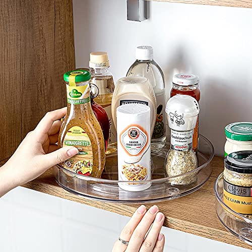 Lazy Susan Organizer 9.25 Inches Clear Turntable, 2 Pack Lazy Susan for Cabinet, Rotating Spice Rack Kitchen Storage Perfume Organizers for Fefrigerator, Pantry, Countertop, Table, Vanity, Bathroom