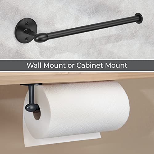 iDesign Orbinni Wall Mounted Metal Paper Towel Holder, Roll Organizer for Kitchen, Bathroom, Craft Room, 13.75" x 2.5" x 4.25", Matte Black