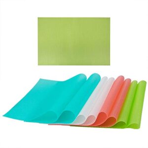 sonku 8 pcs refrigerator mats shelf liners, eva washable can be cut refrigerator pads fridge mats drawer table placemats shelves drawer table mats size 17.72″x11.81″,2 pink/2 green/2 blue/2 clear