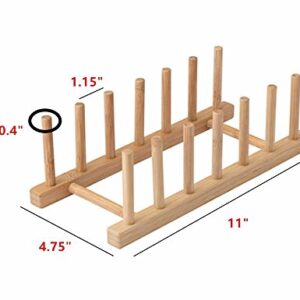 OSTBIT Plate Rack-holder Kitchen Cabinet and Pantry Organizer Rack, 6 Compartments,Pot Lid Holder or bookshelf 11 -inches bamboo