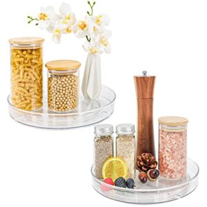 sjysxm 2 pack 10.63 inch lazy susan organizer, clear lazy susan organizer set for cabinet, rotating lazy susan turntable organizer spice rack organizer for kitchen fridge pantry countertop bathroom