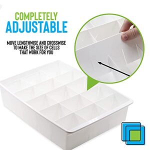 Uncluttered Designs Adjustable Drawer Dividers — Customizable Organization for Utility & Junk Drawers — Storage Solution for Kitchen and Office (White, 3 Pack)