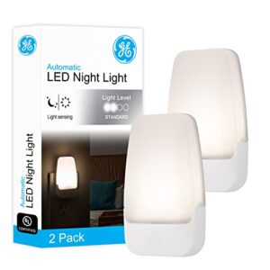 ge led night light, plug-in, dusk to dawn sensor, warm white, ul-certified, energy efficient, ideal nightlight for bedroom, bathroom, nursery, hallway, kitchen, 30966, 2 pack