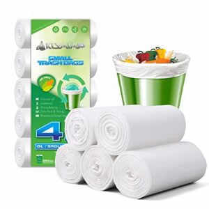 220 counts aklyaiap 4 gallon trash bag,tear & leak resistant bathroom garbage bags 4 gallon,white &unscented bathroom trash bags，biodegradable trash bags small trash can bags for home & kitchen，5rolls