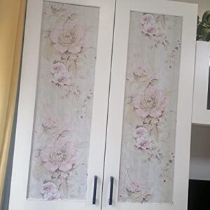 Self Adhesive Vinyl Pink Peony Floral Contact Paper with Wallpaper Smoothing Tool Kit - Decorative Floral Shelf Liner Cabinets Dresser Drawer Furniture Walls Crafts Decor Sticker 17.7"X117"