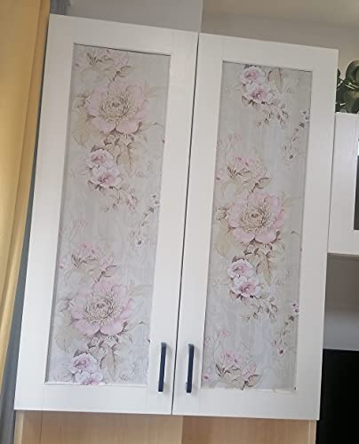 Self Adhesive Vinyl Pink Peony Floral Contact Paper with Wallpaper Smoothing Tool Kit - Decorative Floral Shelf Liner Cabinets Dresser Drawer Furniture Walls Crafts Decor Sticker 17.7"X117"