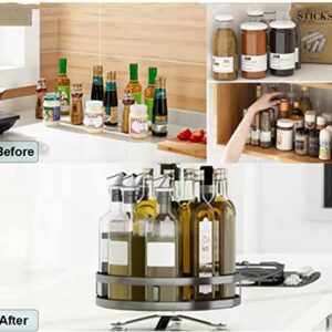 Turntable Spice Rack, 360 Degree Rotatable Seasoning Multi-Function Organizer with Suction Cup Feet for Cabinet Kitchen Refrigerator Bathroom Pantry Countertop Vanity