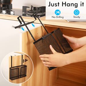 KES Over The Cabinet Door Organizer with Towel Bar, Cutting Board Organizer Cabinet Door, Cutting Board Holder with Towel Holder Matte Black, KUR521-BK