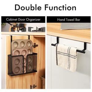 KES Over The Cabinet Door Organizer with Towel Bar, Cutting Board Organizer Cabinet Door, Cutting Board Holder with Towel Holder Matte Black, KUR521-BK