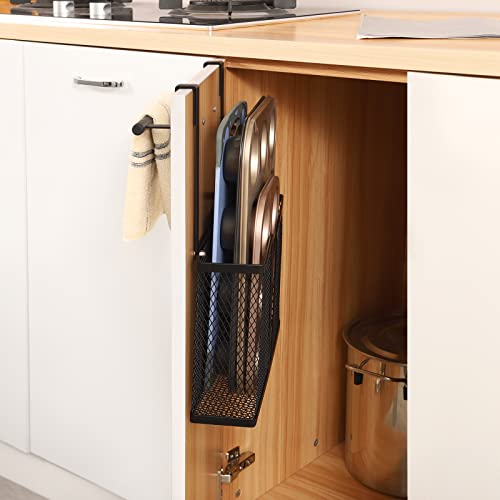 KES Over The Cabinet Door Organizer with Towel Bar, Cutting Board Organizer Cabinet Door, Cutting Board Holder with Towel Holder Matte Black, KUR521-BK