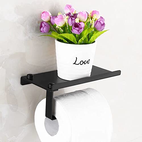 Bathroom Toilet Towel Paper Holder Phone Holder Wall Mount WC Rolhouder Paper Holder with Shelf Towel Rack Tissue Boxes Black