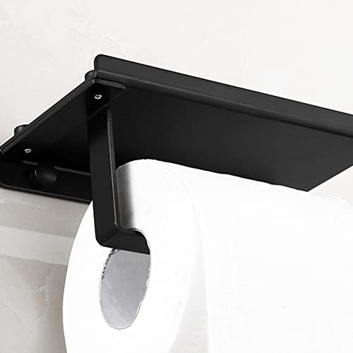 Bathroom Toilet Towel Paper Holder Phone Holder Wall Mount WC Rolhouder Paper Holder with Shelf Towel Rack Tissue Boxes Black