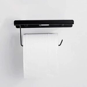 Bathroom Toilet Towel Paper Holder Phone Holder Wall Mount WC Rolhouder Paper Holder with Shelf Towel Rack Tissue Boxes Black