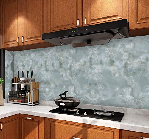 EBuyers Marble Paper for Kitchen, countertop Cover, Cabinet Paper, Shelf Liner Furniture Cover Made of PVC Easy to Remove Without Leaving Mark (11.8"x196", Sky Blue)