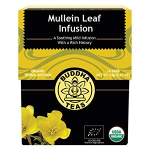 buddha teas organic mullein leaf tea – ou kosher, usda organic, ccof organic, 18 bleach-free tea bags