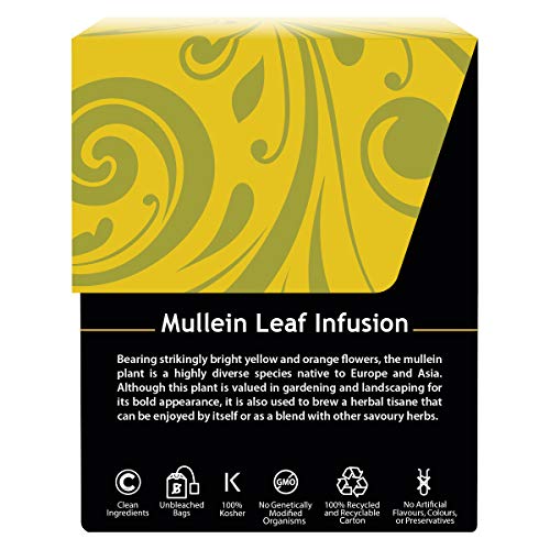 Buddha Teas Organic Mullein Leaf Tea - OU Kosher, USDA Organic, CCOF Organic, 18 Bleach-Free Tea Bags