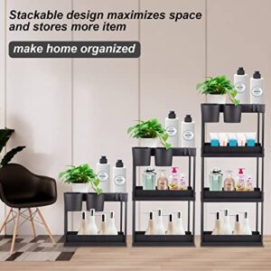 Under Sink Organizers and Storage,2 Tier Under Sink Cabinet Basket Storage with Sliding Drawers,2pack Under Sink Storage for Bathroom Kitchen