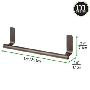 mDesign Steel Wall-Mounted Towel Rack Storage Holder - Self-Adhesive Space Saving Bar for Kitchen - Holds Hand and Dish Towels - Stick on Doors, Cabinet, Cupboard - Omni Collection - 2 Pack - Bronze