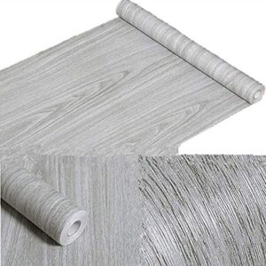 Amao Grey Wood Grain Paper Peel & Stick Wallpaper for Shelf Liner Counter Top Livingroom 17.7''x78.7''