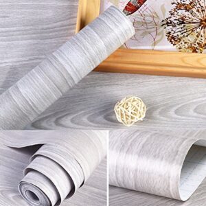 Amao Grey Wood Grain Paper Peel & Stick Wallpaper for Shelf Liner Counter Top Livingroom 17.7''x78.7''