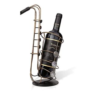 PIBM Stylish Simplicity Saxophone Style Wine Rack Bar Restaurant Home Decorations Creative Personality Metal Gold Retro Old Porch Desktop Ornaments Beautiful and Elegant