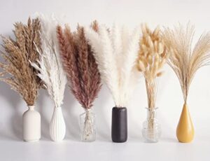 110 pcs dried pampas grass bouquet, boho table decor, bunny tails dried flowers, brown pompas, white pampas grass for wedding, home, rustic party, baby shower decorations