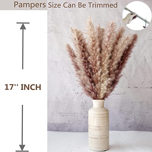 110 PCS Dried Pampas Grass Bouquet, Boho Table Decor, Bunny Tails Dried Flowers, Brown Pompas, White Pampas Grass for Wedding, Home, Rustic Party, Baby Shower Decorations