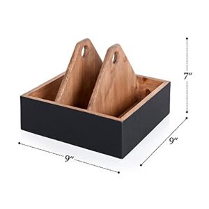 NIKKY HOME Utensil Holder in Rustic Wood for Farmhouse Kitchen, Condiment Caddy with Napkin Holder, Rustic Siverware Holder, Flatware Utensil Organizer for Living Room, Picnic, Outdoor, Indoor