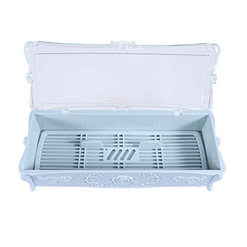 TOPBATHY Flatware Plastic Tray with Lid Kitchen Cutlery and Utensil Drawer Organizer Silverware Countertop Storage Container(Random Color)