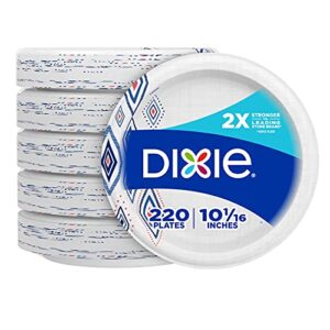 dixie paper plates, 10 1/16 inch, dinner size printed disposable plate, 44 count (pack of 5) , packaging and design may vary