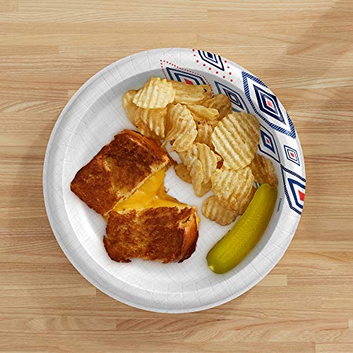 Dixie Paper Plates, 10 1/16 inch, Dinner Size Printed Disposable Plate, 44 Count (Pack of 5) , Packaging and Design May Vary